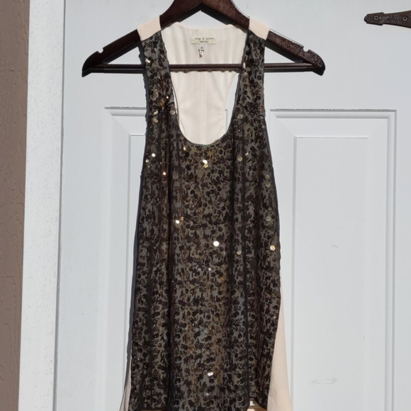 rag & bone | Tops | Rag Bone Bahia Top Gold Sequin 0 Silk | Poshmark
